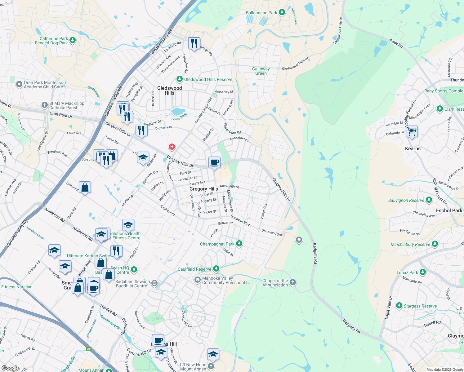 Kavanagh Street, Gregory Hills NSW - Walk Score
