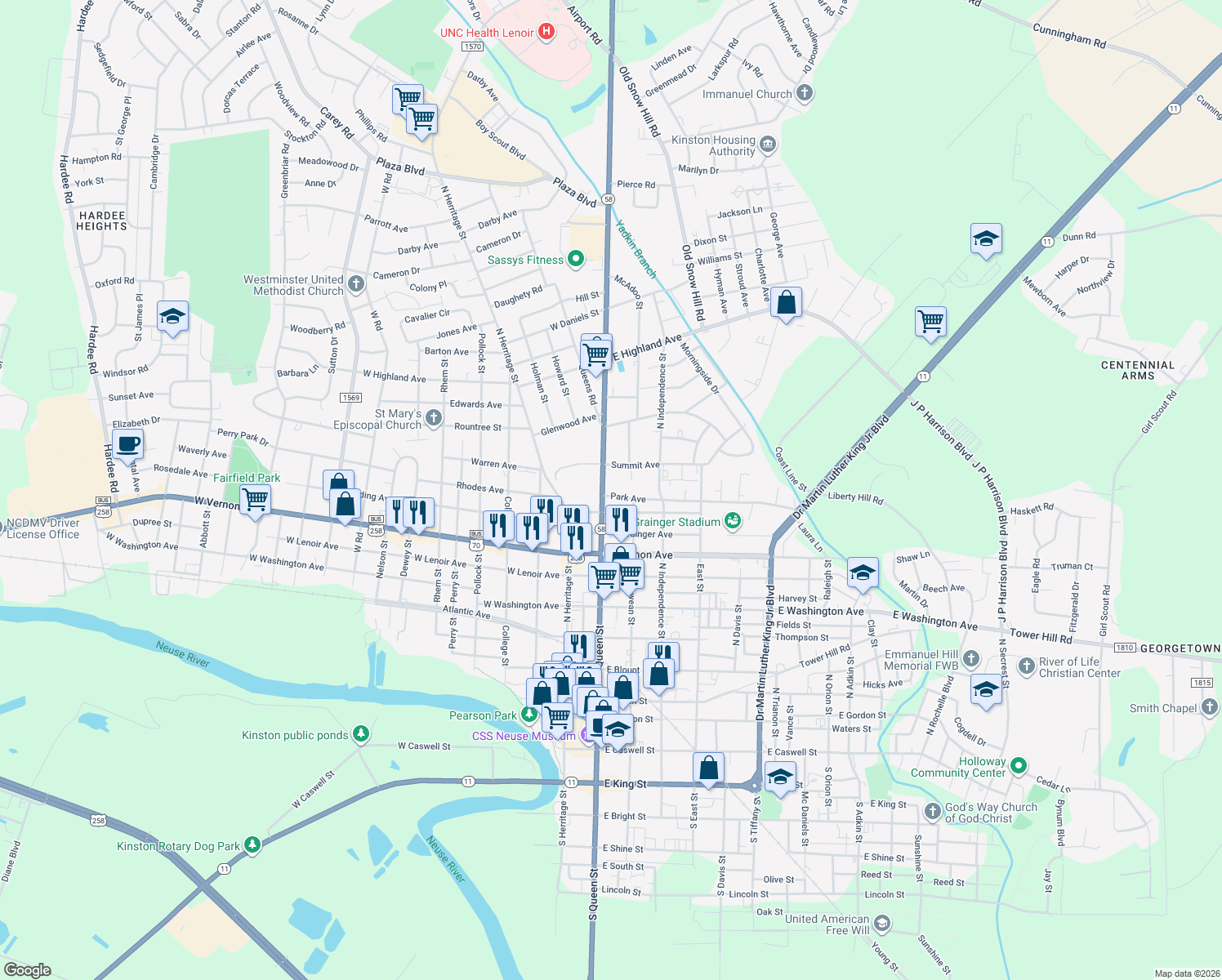 1101 North Queen Street, Kinston NC - Walk Score