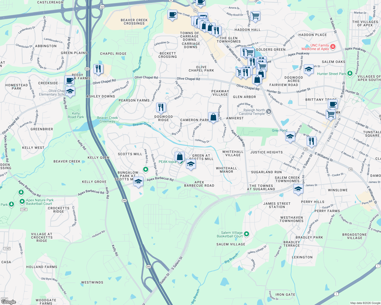 1206 Town Side Drive, Apex NC - Walk Score