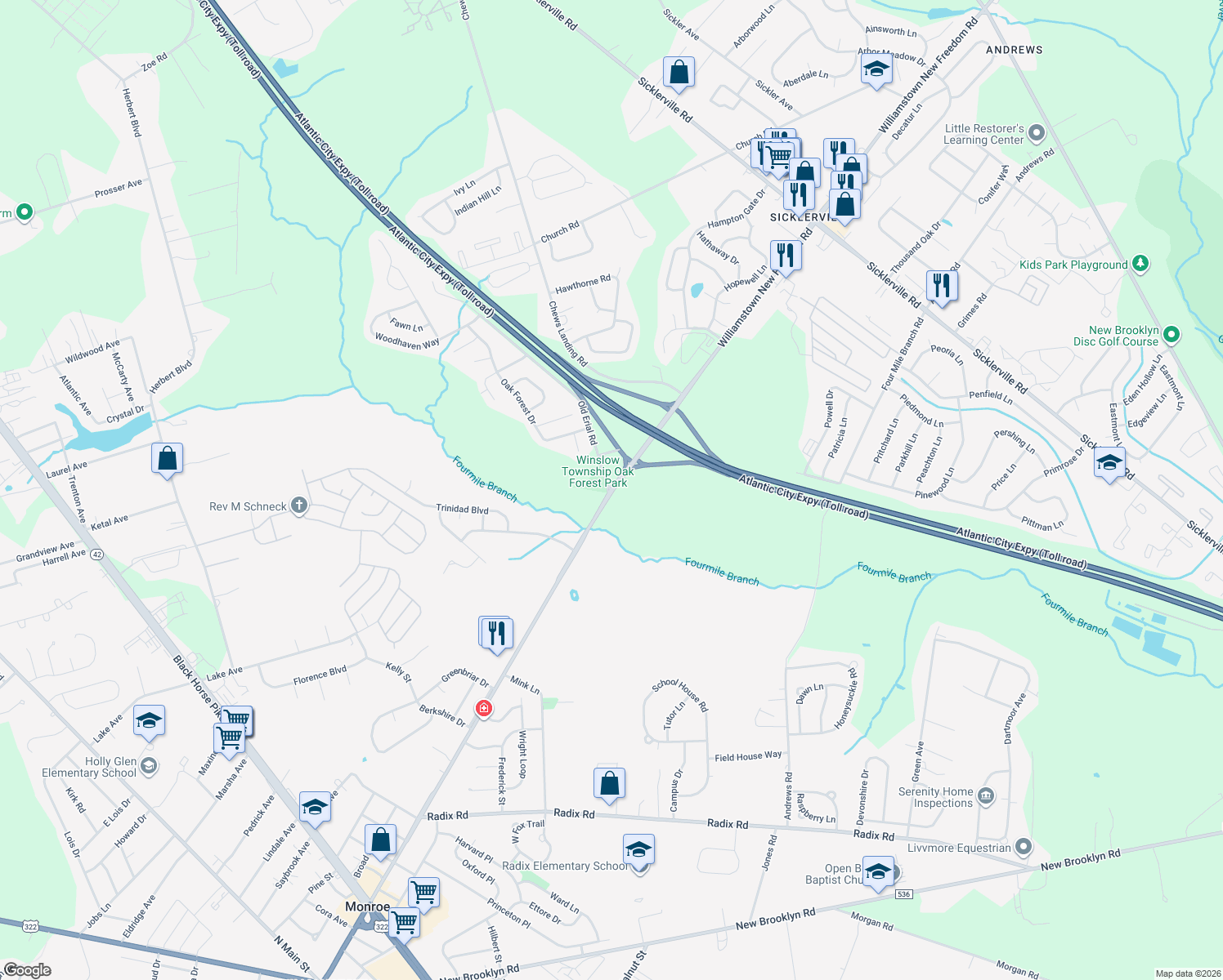 Williamstown Road & Old Erial Road, Winslow Township NJ - Walk Score