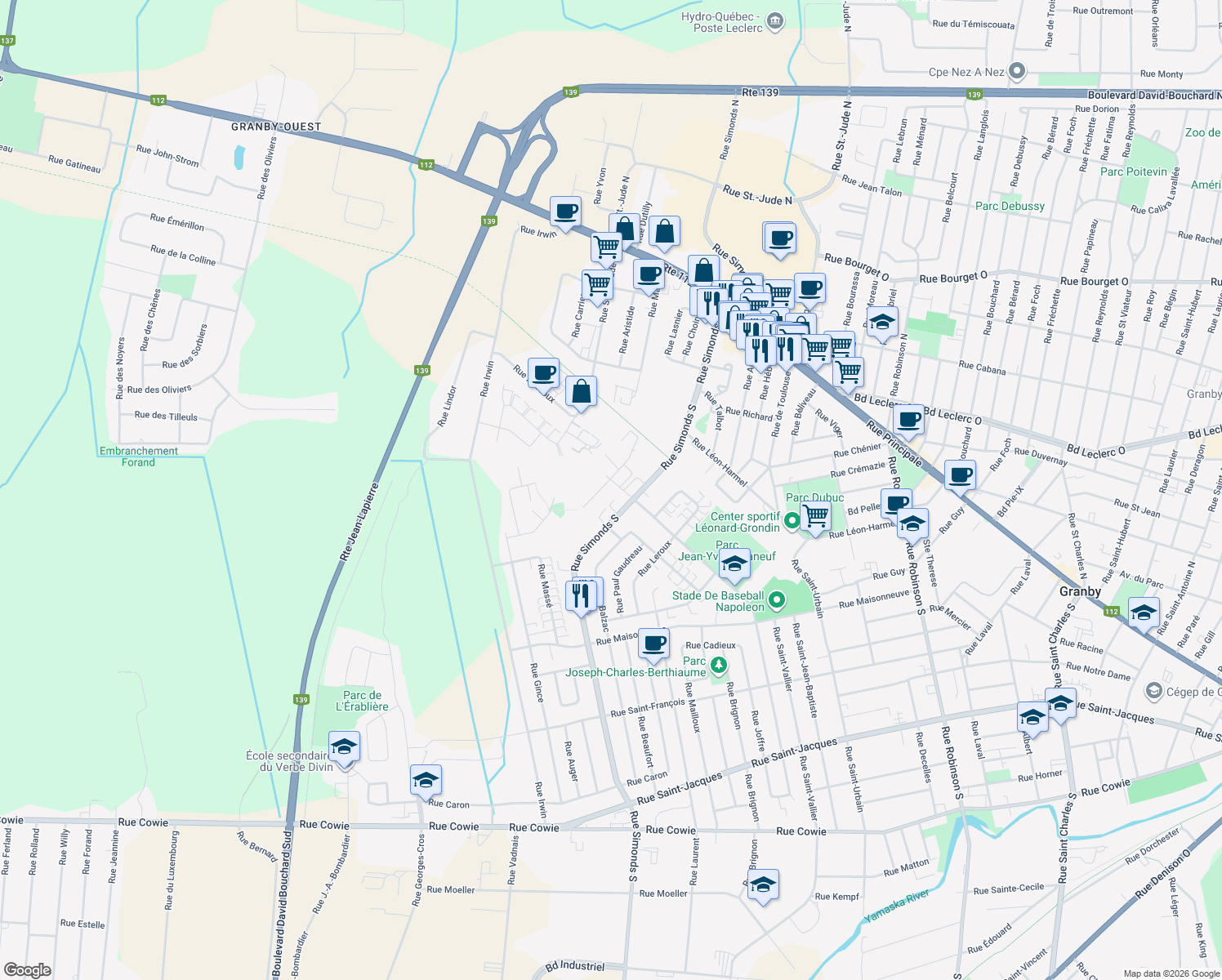 390 Rue Fournier, Granby QC - Walk Score