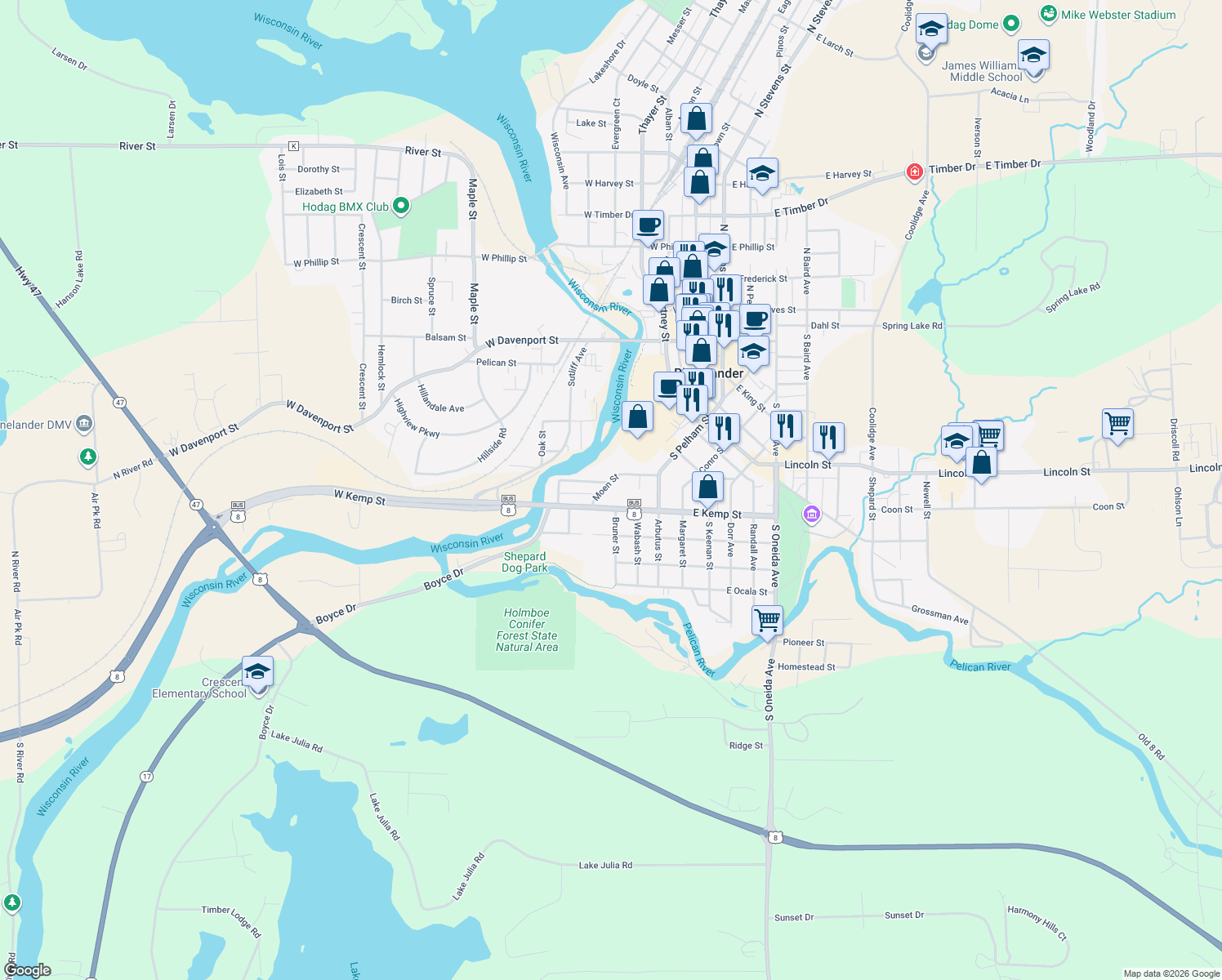 621 Moen Street, Rhinelander WI - Walk Score