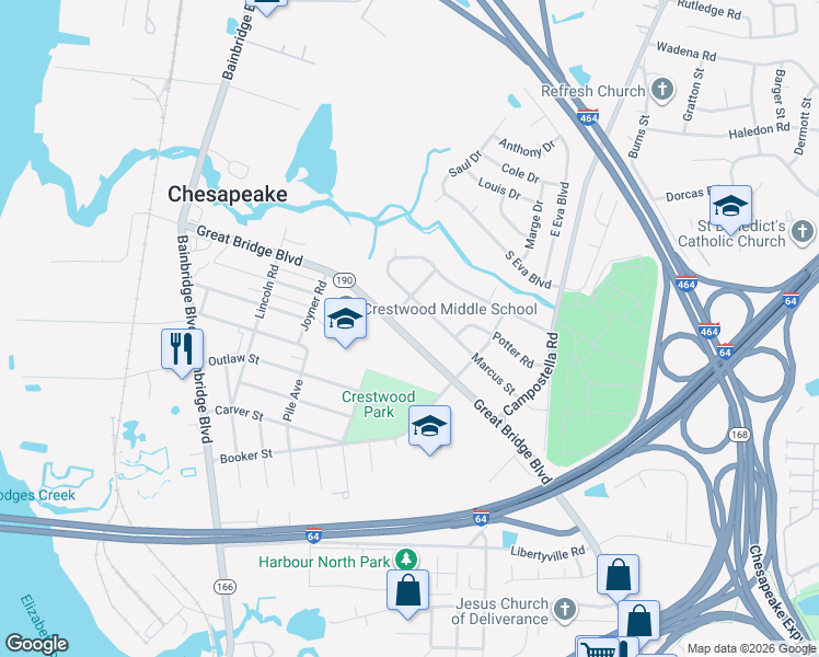 1345 Great Bridge Boulevard, Chesapeake VA - Walk Score