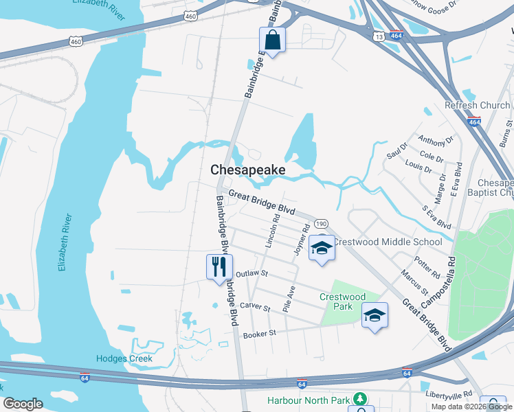 1616 Great Bridge Boulevard, Chesapeake VA - Walk Score
