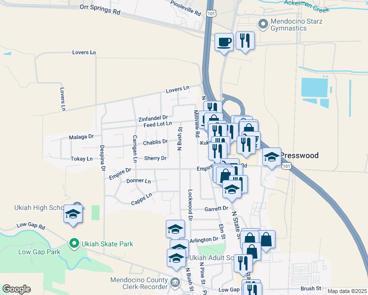 1521 North Bush Street, Ukiah CA - Walk Score