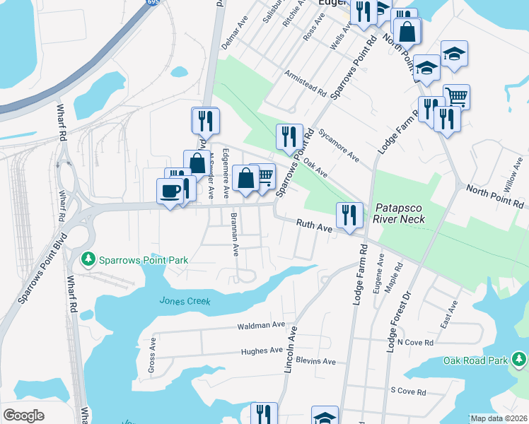 2515 Sparrows Point Road, Edgemere MD - Walk Score